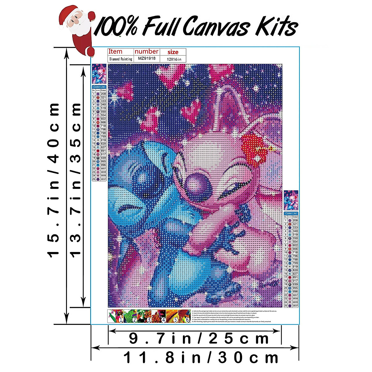 Stitch Diamond Painting Kits for Valentine's Day,Diamond Art Kit for Adults,5D Cute Diamond Dots Full Drill Round for Parents-Children Interrction,Wall Decor,Gift,Relaxing(16X12)