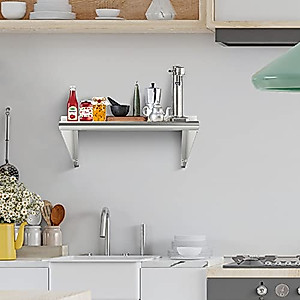 HOCCOT Wall Stainless Steel Shelf 12 x 24”, Heavy Duty 250 lb Metal Shelf, Commercial Wall Mounted Floating Shelving for Kitchen, Restaurant, Food Truck, Garage, Laundry Room