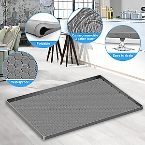 Under Sink Mat, 34"*22"*0.67", Waterproof, Cabinet Protector Silicone Mats for Kitchen & Bathroom, Holds up to 2 Gallon Liquiq(Dark Gray) (Thin860g)
