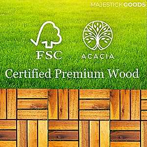 Interlocking Deck Tiles 8 Pack - Snap Together Wood Flooring | 12 x 12 Acacia Hardwood Outdoor Flooring for Patio | Click Floor Decking Tile Outdoors Balcony Flooring, Wooden Parquet Flooring (8)