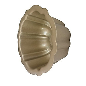 Mantouxixi 4 Pack Gold Color Mini Bundt Cake Pan, 4 Inch Nonstick Fluted Tube Cake Pans, Oven Baking Mold Metal Round Pumpkin Shaped Cake Mould for Bundtlet Bavarois Cupcake Muffin Brownie Pudding