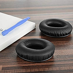 Geekria QuickFit Protein Leather Replacement Ear Pads for Beats Solo HD (810-00012-00) On-Ear Headphones Earpads, Headset Ear Cushion Repair Parts (Black)