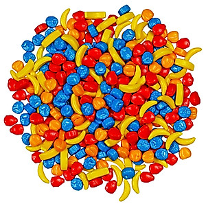 Fruit Shaped Candies - 2 Pounds - Lunar New Years Treats - Unwrapped Gumball Machine Refills - Banana, Strawberry, Peach, Blueberry Flavors