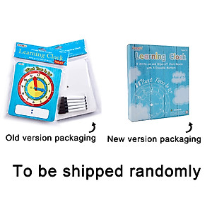 ZazzyKid Time Learning Analog Clock for Kids - Pack of 5 (7 x 8 Inches) with 5 Erasable Markers: Teach Children to Tell The Time