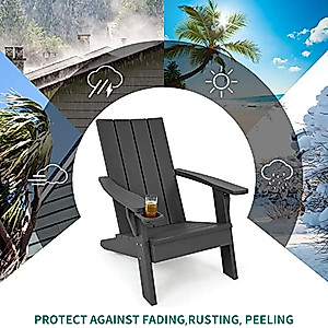 YITAHOME Adirondack Chair with Cup Holder Weather Resistant Resin Adirondack Chairs for Outdoor Garden Lawn Yard Garden Patio Deck Fire Pit
