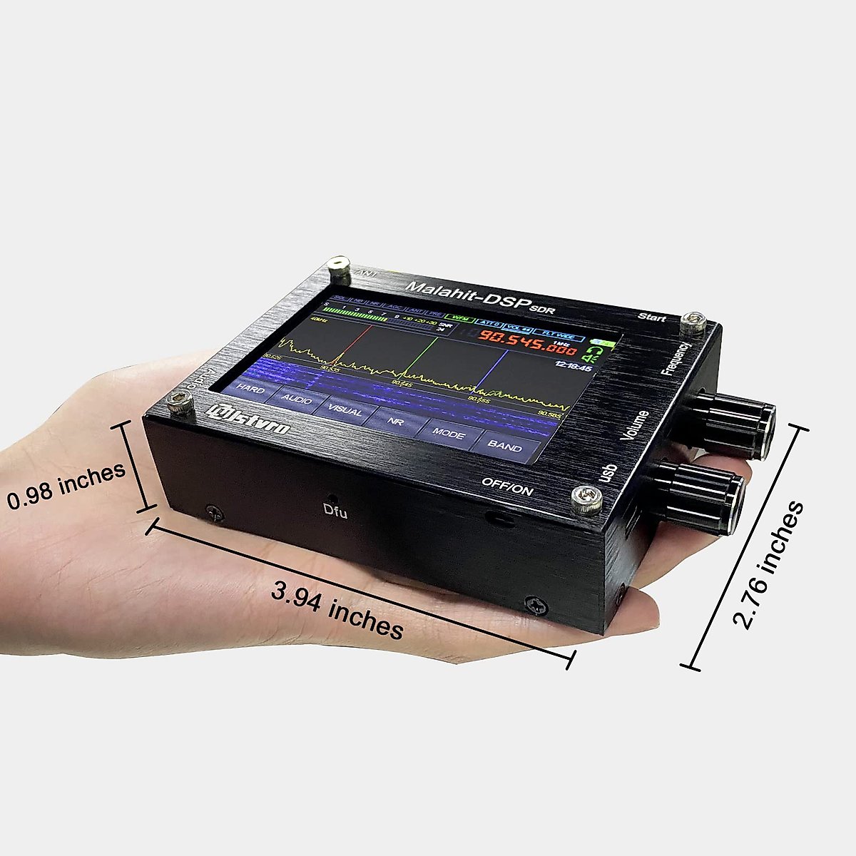 1.10d 3.5" 50KHz-2GHz DSP SDR Receiver Malahit DSP SDR Receiver, Upgrade Version Malahit SDR Shortwave Radio Receiver Malachite DSP SDR Receiver, 3600mAh Battery, Aluminum Alloy with Cooling Hole