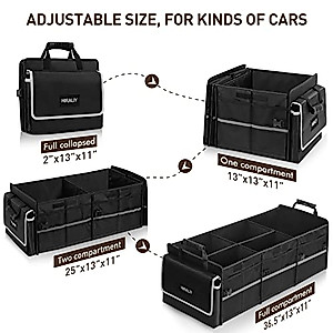 HIRALIY 4 in 1 Car Trunk Storage Organizer, Multi Compartment Collapsible Trunk Storage Box with Leakproof Insulated Bag for Car Truck SUV
