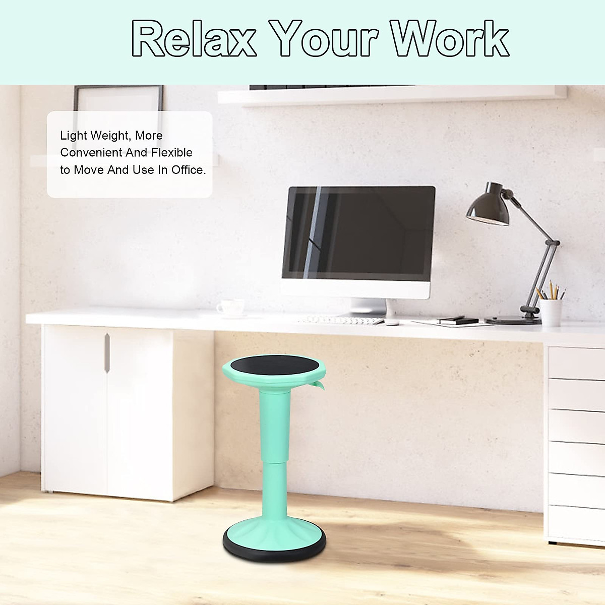 Giantex Wobble Stools for Classroom Seating, Wiggle Stool with Adjustable Height, 24 Inch Active Learning Stool, Sitting Balance Chair for School, Office Stand Up, Flexible Seating Wobble Chair(Green)