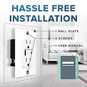 Luxtronic USB Wall Outlet Fast Charge - Tamper Resistant QC 3.0/PD 3.0 Receptacles, Type C Type A Charging Station Port, Fast Charger Compatible with iPhone, iPad, Samsung, Android Devices (2 Pack)