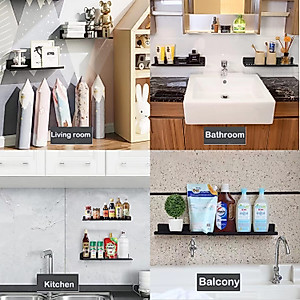 lifewinimall Shower Shelf No Drilling 2 Pack，Metal Kitchen Shelves Wall Mounted，Bathroom Countertop Organizer，Black Floating Shelf Organizer for Bathroom & Kitchen Storage (Black 40m)