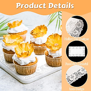 Svalor 100 Pieces Rectangle Paper Doilies, 7.5×12 Inch Doilies for Food, Disposable Lace Paper Doilies for Tables, Paper Placemats Bulk for Cakes Desserts Crafts (White)