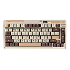 KZZI K75 PRO RGB 75% Wireless Gasket Mechanical Keyboard, Triple Mode BT 5.0/2.4G/USB-C 82 Keys Hot Swappable Gaming Keyboard w/Knob & Power Display, Custom Tactile Switches, Mousse Brown