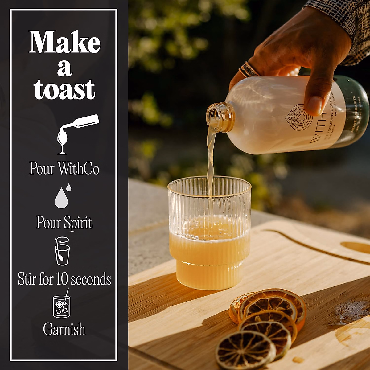 WithCo Ellis Old Fashioned Mix Cocktail Drink Mixer - Madagascar Vanilla, Orange, Angostura Bitters & Cinnamon - Ideal for Whiskey, Bourbon, Mezcal, & Mocktails - Makes 32 Cocktails, 16 oz