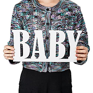 LOVE BABY Wooden Letter Block Sign for Baby Shower, Birthday Party, Gender Reveal Table Decorations – by ZouYee（White)