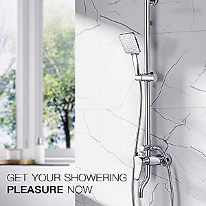 High Pressure Shower Head with Handheld - Modern Square Handheld Shower Heads - 6 Settings Detachable shower head with hose, Change Settings Much Easier Than the Twist Ones, Shower Accessories, Chrome