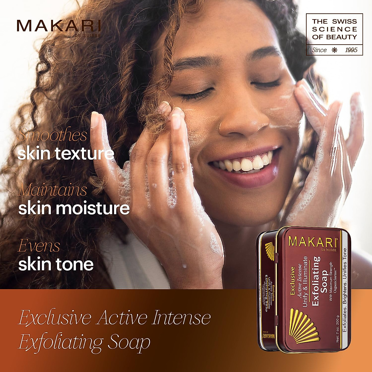 Makari Exclusive Active Intense Exfoliating Soap (7oz) | Unify & Illuminate | Advanced Brightening Bar for Dark Spots and Blemishes | Exfoliates Dead Skin Cells and Helps Reveal Natural Skin Radiance