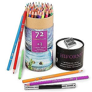 HIFORNY 75 Pack Colored Pencils Set for Adult Coloring,72 Colors Coloring Pencils with Extras,Artists Soft Core,Vibrant Color,Drawing Pencils Art Craft Supplies for Adults Beginners Kids