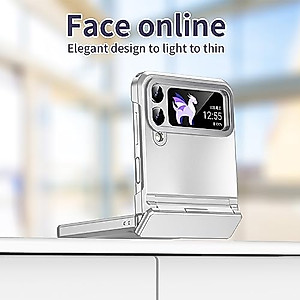 Cell Phone Case Compatible with Samsung Galaxy Z Flip 4 Case with Hinge Protection,Slim Thin Shockproof Hard Full-Body Protective Phone Case Cover for Flip4 5G Phone Smart Device Case and Cover Bundle