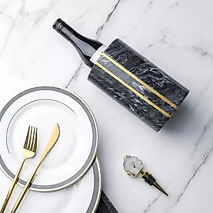 Marble Wine Chiller: Multi-Purpose Bucket Vase, Utensil Holder, and Beverage Cooler - Elegant Design - Ideal for Home Bar, Bar Cart Decor, and Kitchen - 750ml Bottle Cooler Ice Bucket