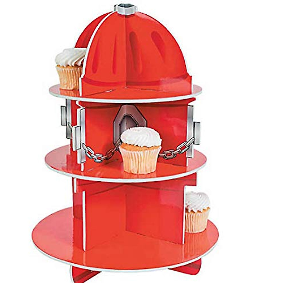 Qidiwin 3 Tier Cupcake Foam Stand with Fire Hydrant Design for Party Decorations , Fire Hydrant Cupcake Stand