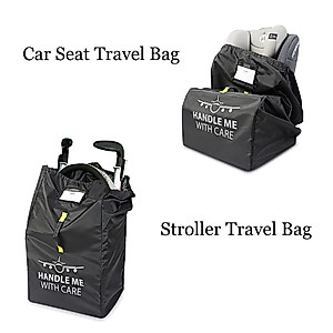 Sucpeii Car Seat Travel Bag ，Durable Backpack for Air Travel Gate Check Bag Foldable Air Travel Cover for Infant Carriers,Car Seats,Baby Stroller,Fluorescent