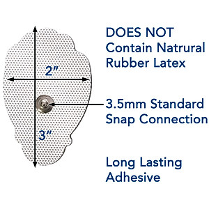 StimChoice TENS Unit Pads Snap Electrodes Hand Shaped Pack Electrode Pad Set, White, 24 Count