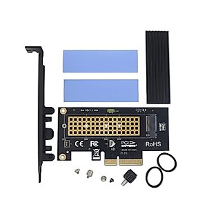 YIOVVOM M.2 NVME SSD to PCIe 3.0/4.0 x4 Adapter with Aluminum Heatsink Solution Supports 2280, 2260, 2242, 2230 Solid State Drives