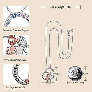 AOBOCO Sisters Necklace From Sister Sterling Silver Big Sisters Female Jewelry Sister Birthday Gifts Soul Sister Gifts for Women My Sister