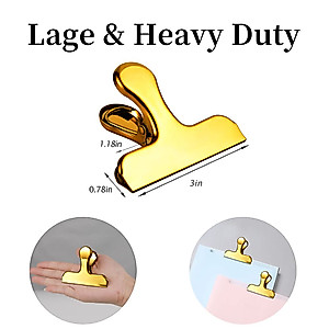 8 Pack Gold Bag Clips, Stainless Steel Chip Clips 3 Inches Heavy Duty Cute Metal Clips for Kitchen Food Snack Bags Air Tight(Gold)
