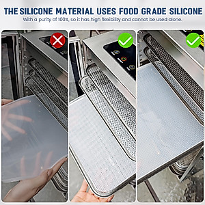 4 Pcs Silicone Food Dehydrator-Trays with Edge, 4 Pcs Mesh Dehydrator Mats,Reusable Non Stick Silicone Dehydrator Sheets (9.45x 9.45in) for Liquids,Fruit Leather,Herbs,Meat and Yogurt