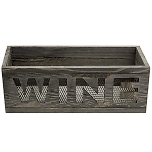 MyGift Wall Mounted Wine Cork Holder - Rustic Gray Wood and Metal Mesh Open Top Wine Accessories Storage Box