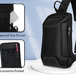 Ytonet Sling Bag for Men, Small Sling Backpack Anti Theft Crossbody Mini Shoulder Casual Daypack with USB Charging Port for Travel Hiking Camping, Black