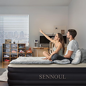 SENNOUL Air Mattress Queen with Built in Pump - Upgraded Blow Up Bed, 2 Mins Quick Self Inflatable with Double Air chamber, 16"/650lbs Max, All Night No Lost Air, for Camping,Home,Portable Travel