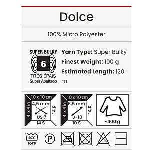 YarnArt Dolce Yarn Super Bulky Chenille Velvet Yarn 100g 131 Yards (779) Polyester