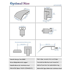 KAPHOME Waterfall Faucet Wall Mount,Brass Bathroom Waterfall Tub Faucet,Wall Mounted Bathtub Filler Tap,Chrome,KHBPC01U