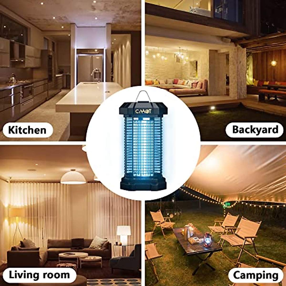 Cahot Bug Zapper, Indoor & Outdoor 4200V Mosquito Zapper, Weatherproof Fly Killer with 10ft Extra Long Cable & Metal Cage, Pest Control Device for Home, Kitchen, Backyard, and More
