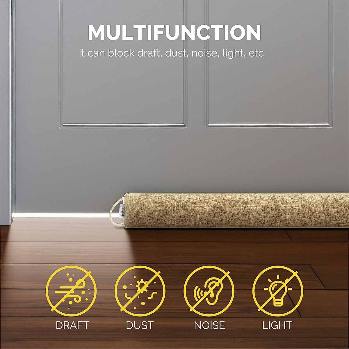 fowong Door Draft Stopper 30 Inch Weighted Under Door Draft Blocker, Soundproofing Noise Stopper Block Cold Air/Wind/Breeze, Oatmeal