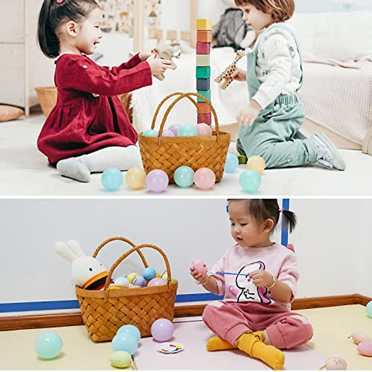 Easter Baskets for Kids | Small Picnic Basket | Wicker Baskets for Gifts Empty | Flower Basket | Small Wicker Basket with Handle for Easter, Egg Gathering, Kids Toy, Valentine’s, Birthday, Honey