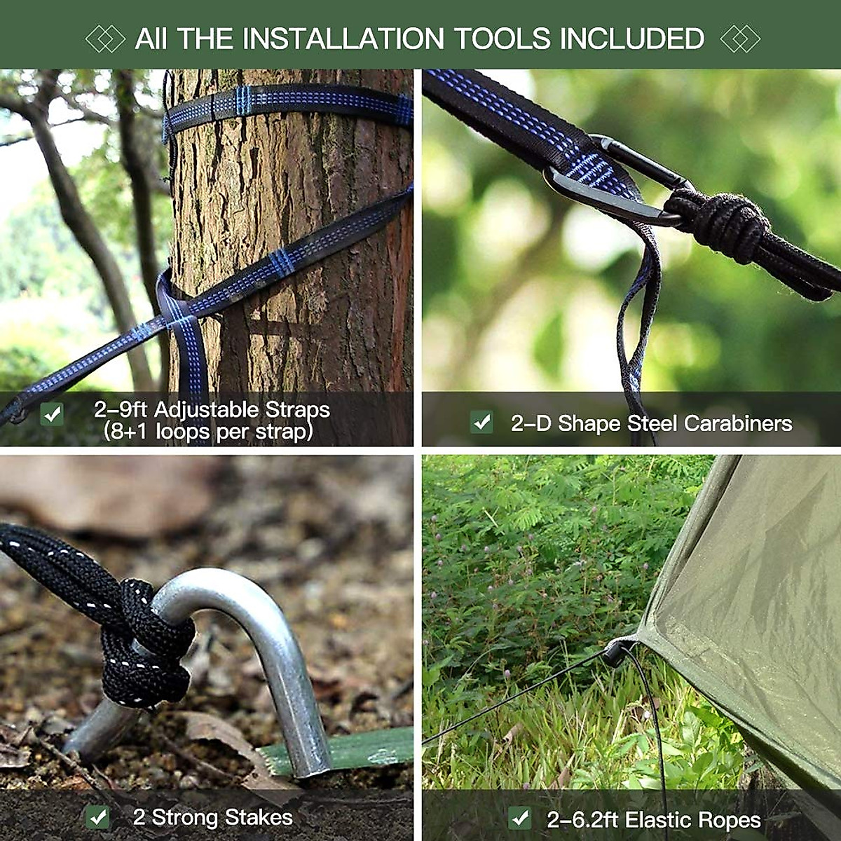 Miztli Camping Hammock with Net, Portable Lightweight Outdoor Hammock Tree Travel Backpacking Hammock Tent with 20Ft(Total) Tree Straps, Perfect for Camping Hiking Yard Adventure Survival