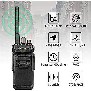Retevis RT48 Walkie Talkie Waterproof,Walkie Talkies for Adults,Long Range,Rugged,Portable FRS Two-Way Radios for Commercial Construction (10 Pack)