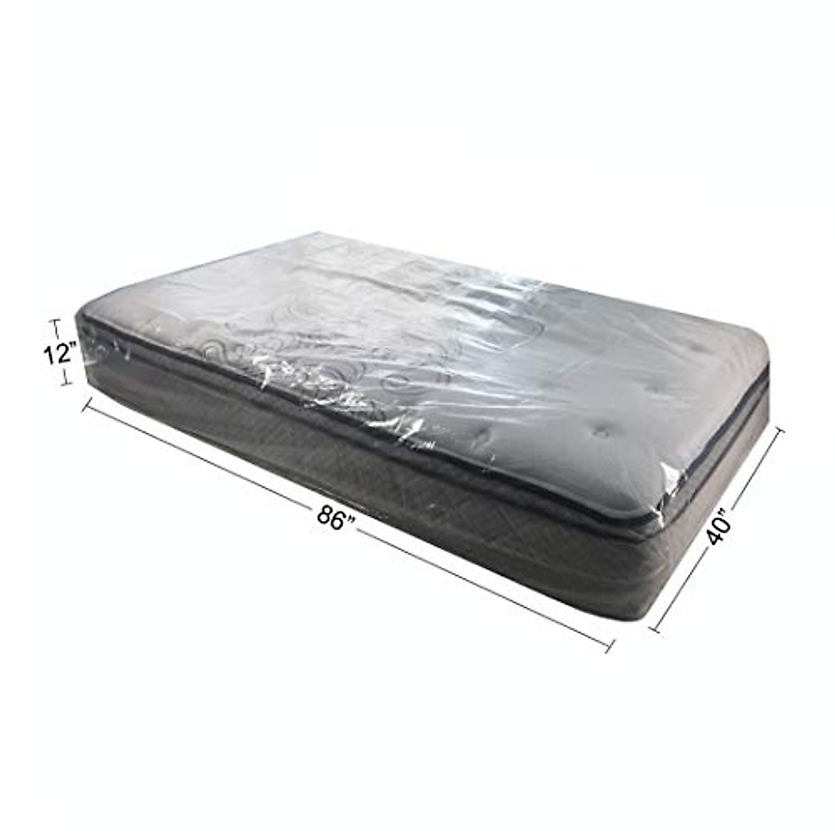 Uboxes Twin Size Mattress Covers, 40" x 12" x 86", Clear, 2 Pack
