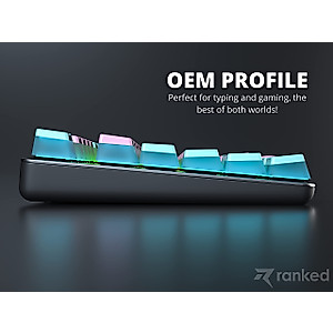 Ranked Pudding v2 PBT Keycaps | 145 Double Shot Translucent ANSI US & ISO Layout | OEM Profile for Full Size, TKL, 75%, 65% and 60% RGB Mechanical Gaming Keyboard (Miami Vice)