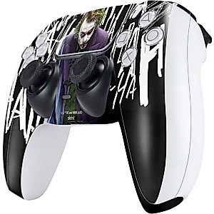 Skinit Decal Gaming Skin Compatible with PS5 and Compatible with PS5 Digital Edition DualSense Controller - Officially Licensed Warner Bros Joker The Dark Knight Design