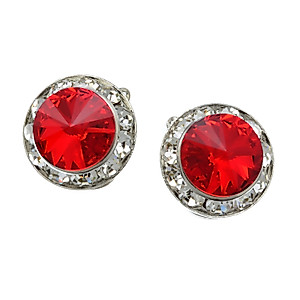 PammyJ 15mm Crystal CLIP-ON Earrings (Red)