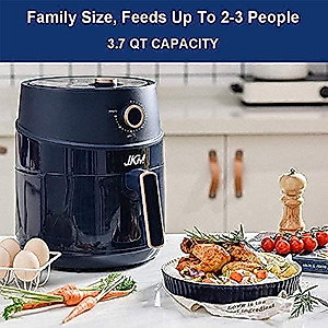 JKM Air Fryer 3.7QT Large Electric Oilless Mechanical Temperature Control, Nonstick Frying Basket, Knob-Blue