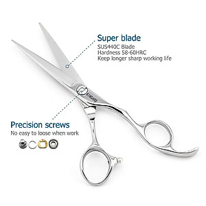 6" Professional Hair Scissors Cutting Shears 440C Hair Cutting Scissors Haircut Scissors Sharp Barber Scissors Barber Shears Convex Edge KINSARO