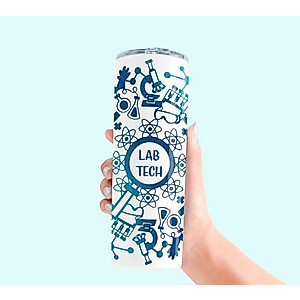 AVITO 20 oz Personalized Lab Tech Personalized Tumbler, Gift, Personalized Lab Tech Tumbler, Laboratory Technician Gift, Microscope, Med Tech, Stainless Steel, Vacuum Insulated