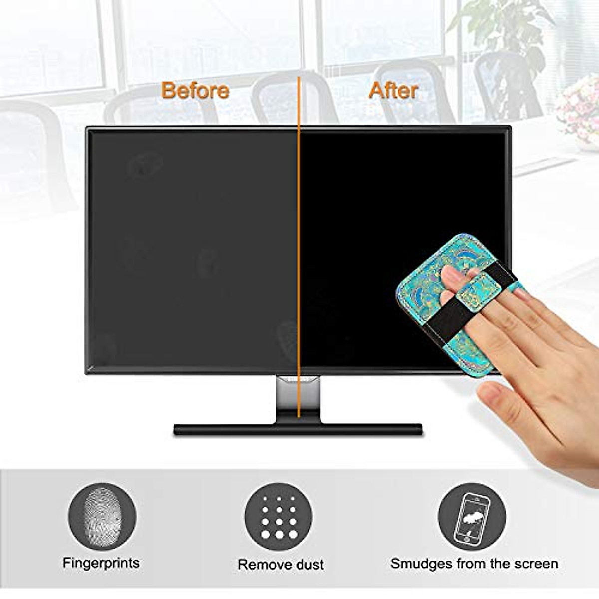 Fintie Screen Cleaning Pad, Soft Cloth Wipes for iPad, iPhone, MacBook, Tablets, Laptop Screen, Screen Cleaner with Elastic Strap, 4 Pack