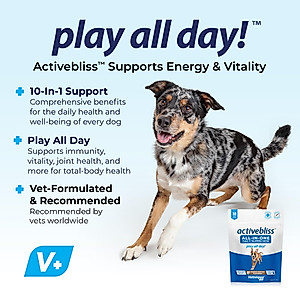 Vetnique Activebliss Dog Multivitamin - Daily Treat with Glucosamine, Omega 3, Digestive Enzymes & Probiotics for Joint, Digestive, & Immune Support - Vet Recommended Dog Vitamins for Optimal Health