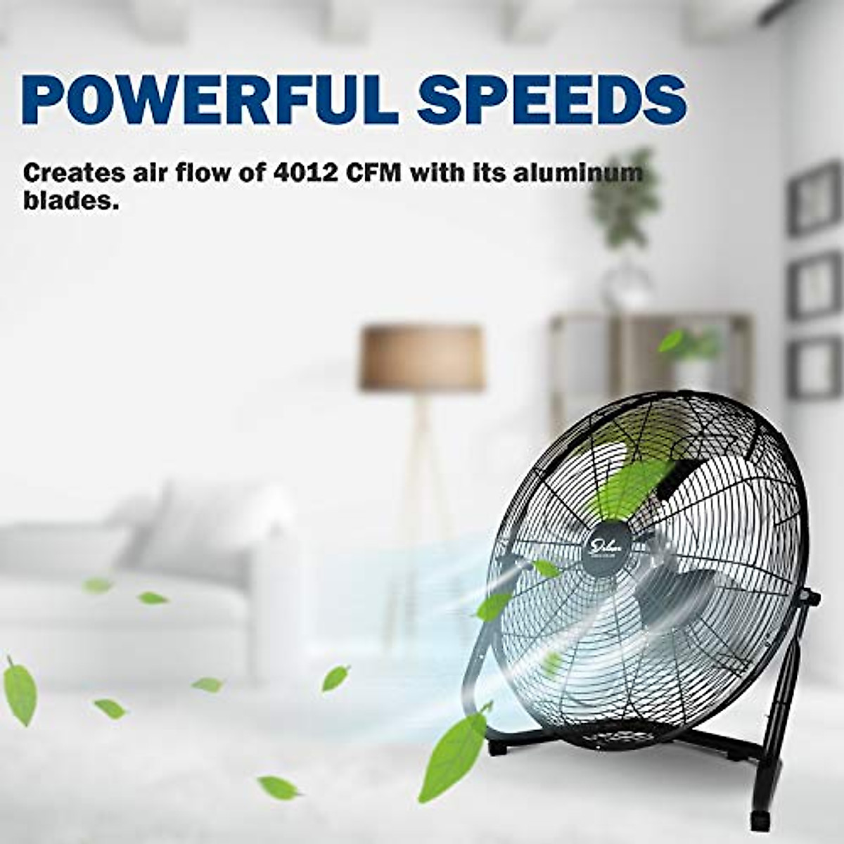 HealSmart Simple Deluxe 18 Inch 3-Speed High Velocity Heavy Duty Metal Industrial Floor Fans, Black, 18 Inch new version